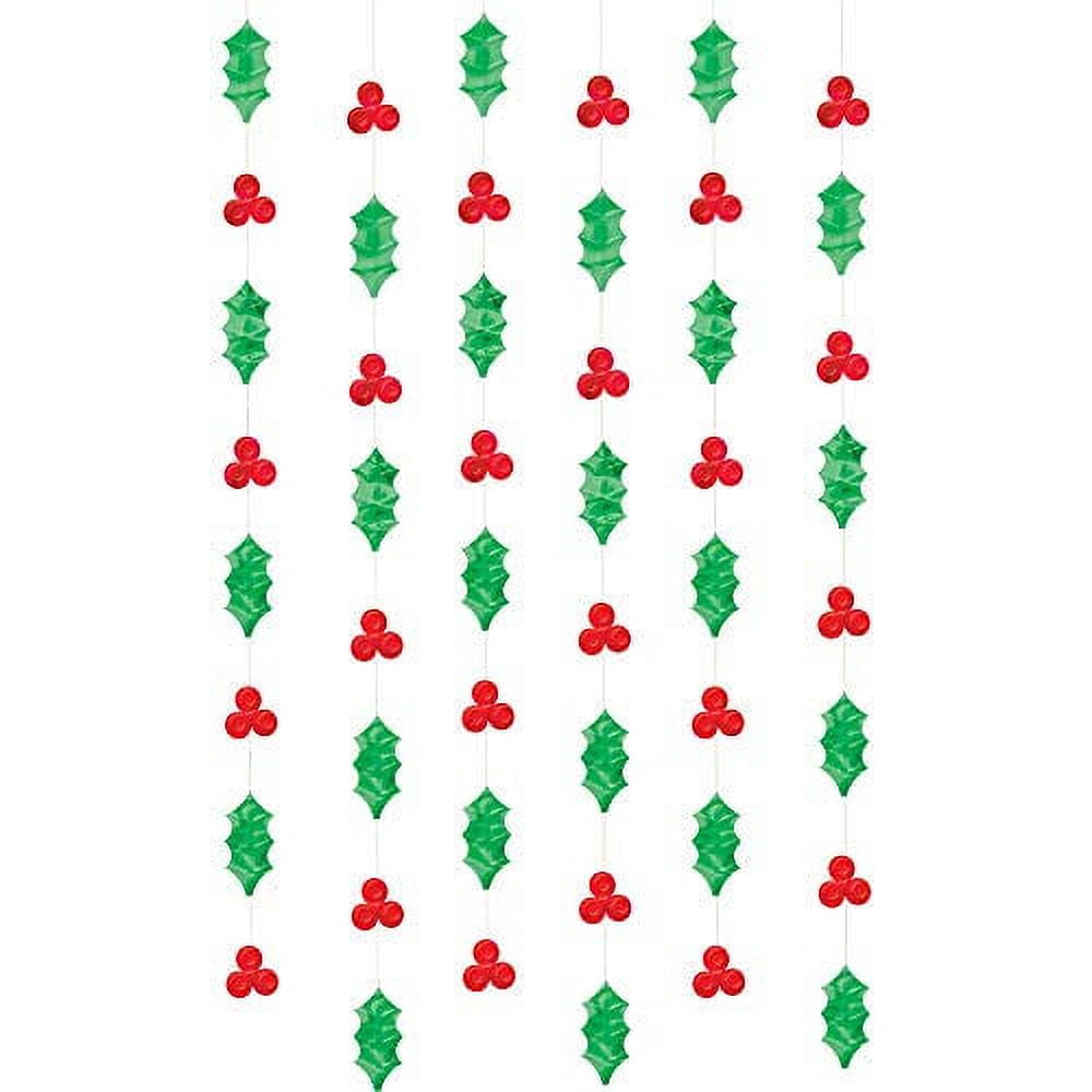 Amscan 670494 Christmas Holly String Foils, 6 Ct. | Party Decoration 7 ...