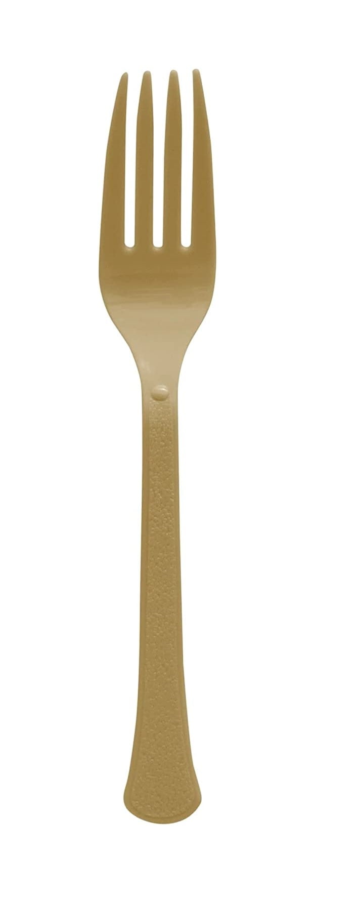 Amscan 8017 Solid Heavyweight Plastic Forks, Gold, 50 Forks Per Pack ...