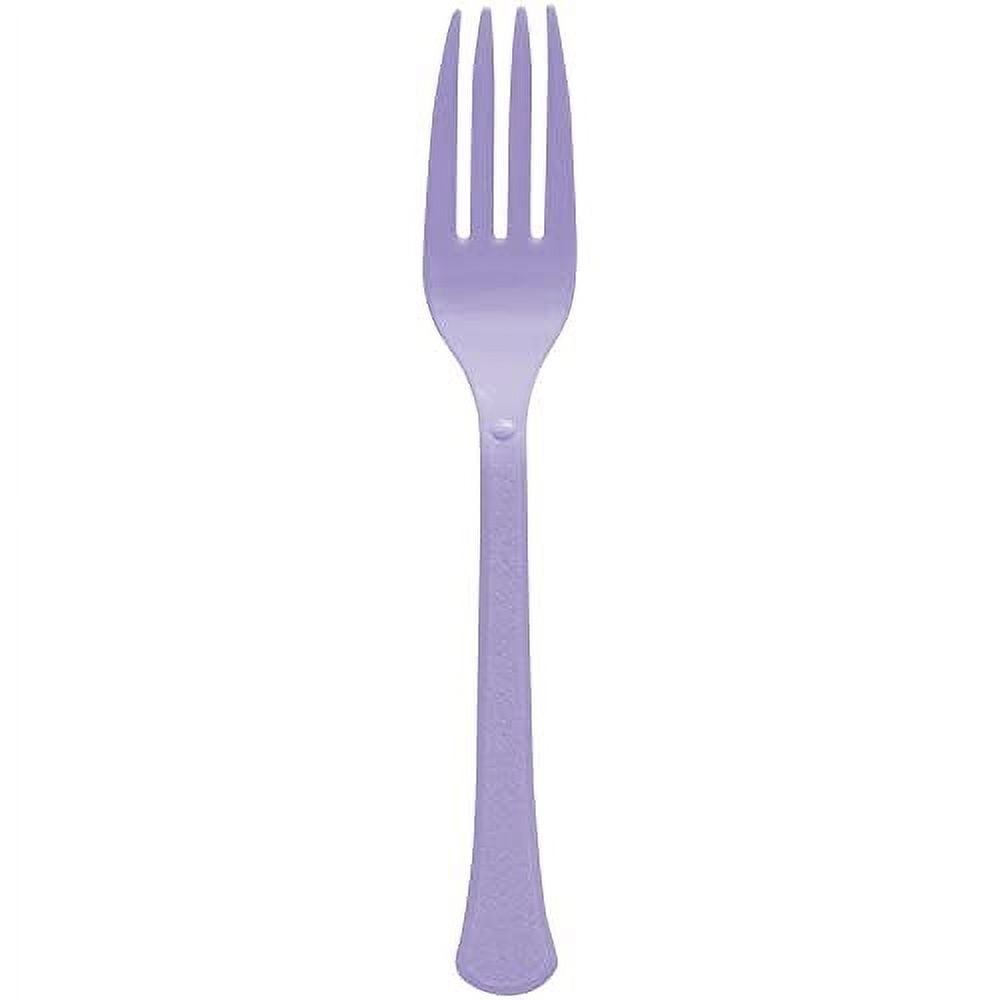 Amscan 8017 Solid Heavyweight Plastic Forks, Lavender, 50 Forks Per ...