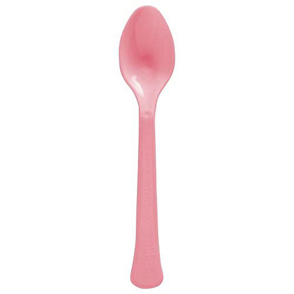 Amscan 8018 Solid Heavyweight Plastic Spoons, Pink, 50 Spoons Per Pack ...