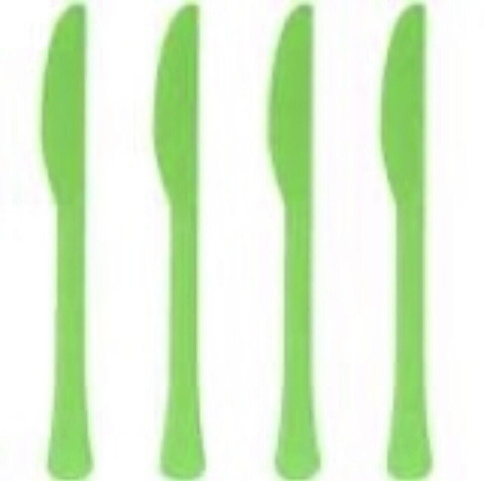 50 Pack Lime Green Plastic Knives Heavy Duty Amscan All Occasions ...