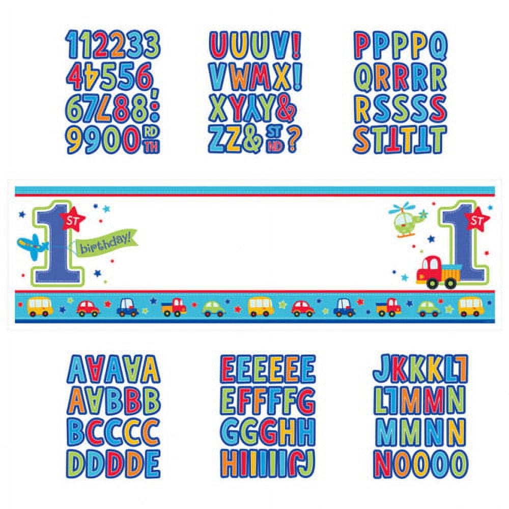 Amscan All Aboard Boy 1st Birthday Personalized Giant Sign Banner, 65 ...