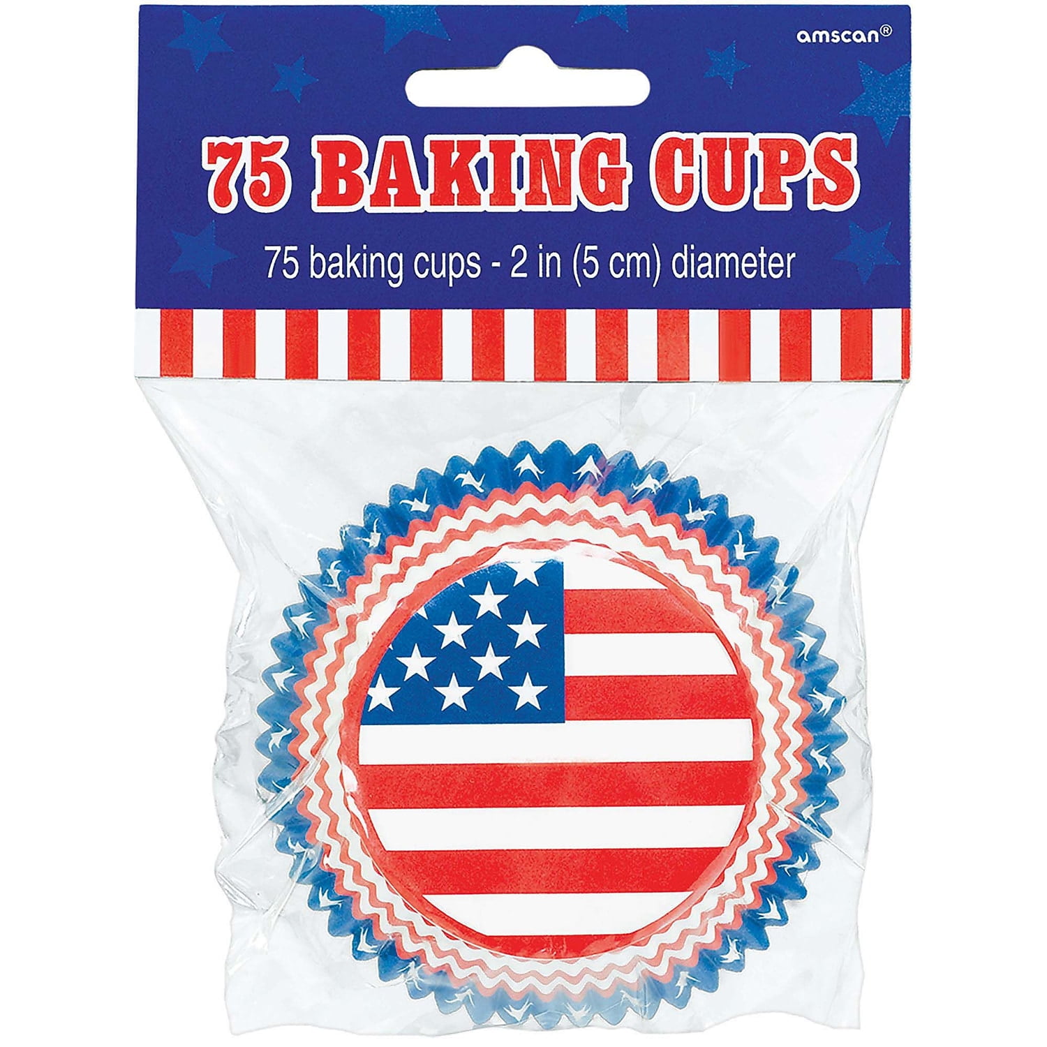 Amscan Flag Paper Baking Cups 2.5" Red/White/Blue 5/Pack 75 Per Pack ...
