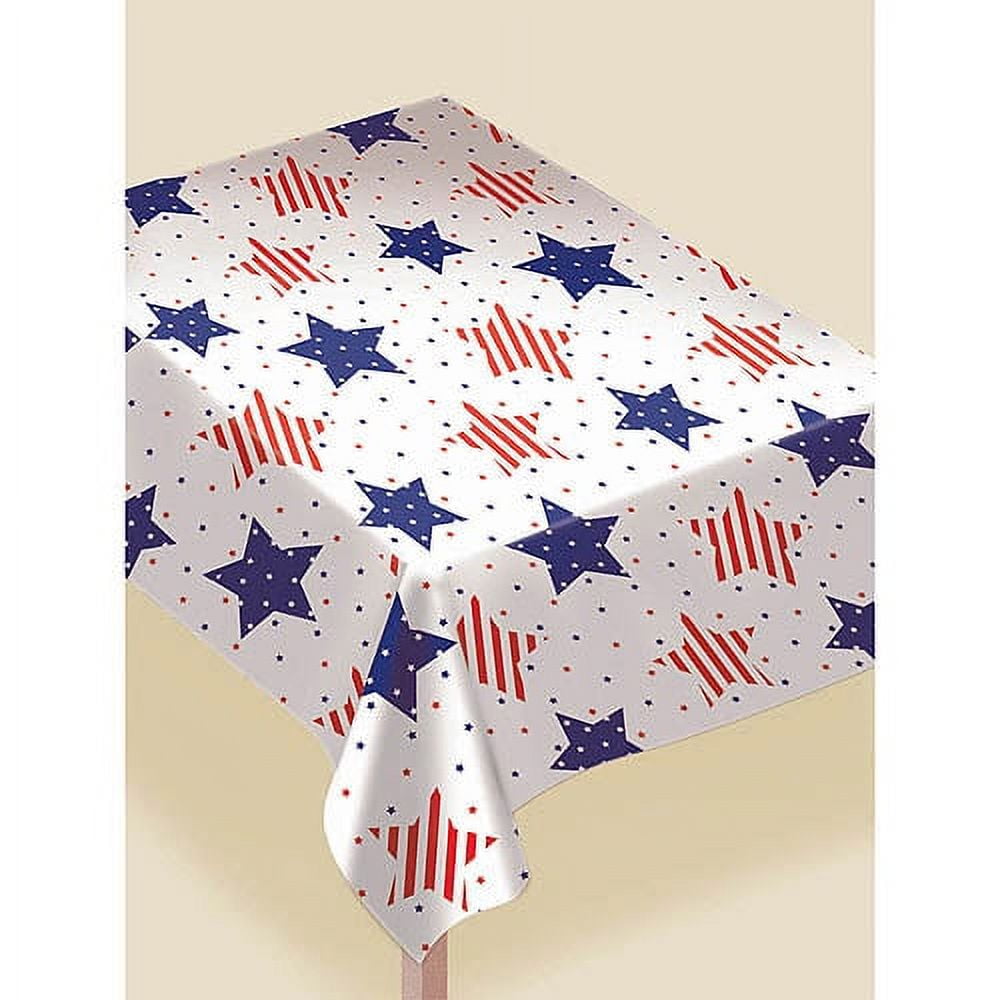 Amscan American Flannel-Backed Patriotic Vinyl Table Cover, 1 Piece, 52 ...
