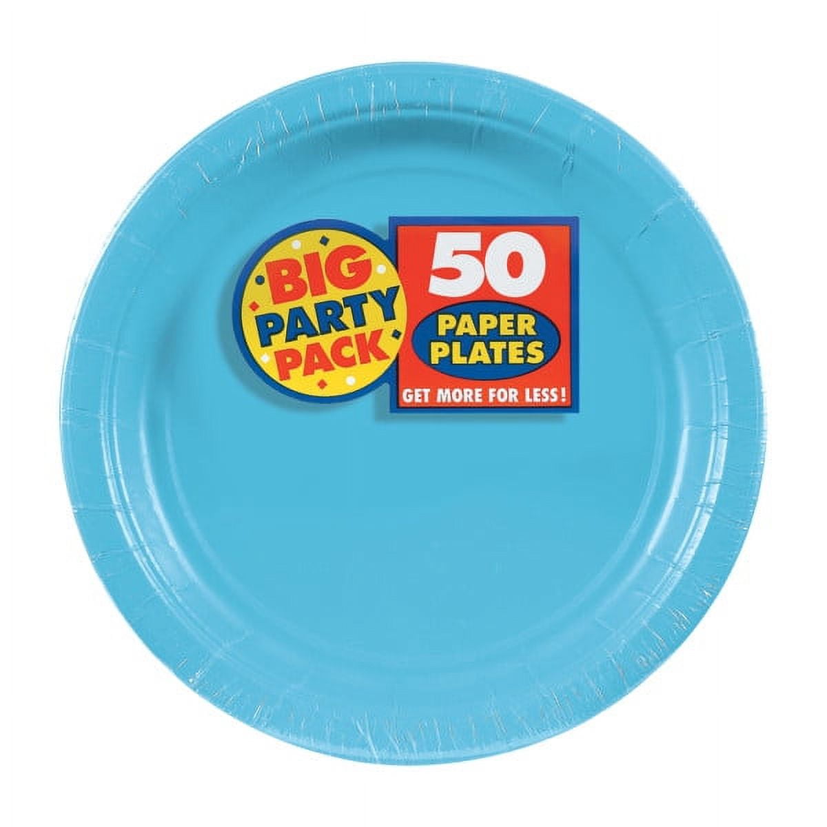 Amscan Big Party Pack 7" Round Paper Plates, Caribbean Blue, 50 Plates ...
