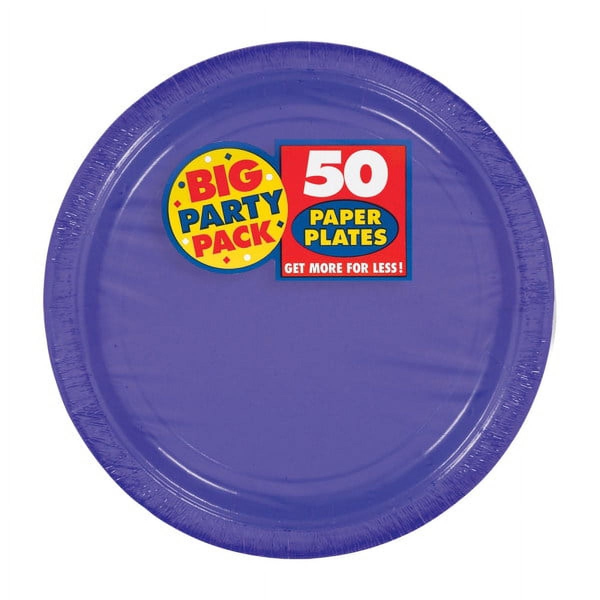 Amscan Big Party Pack 7" Round Paper Plates, Purple, 50 Plates Per Pack ...