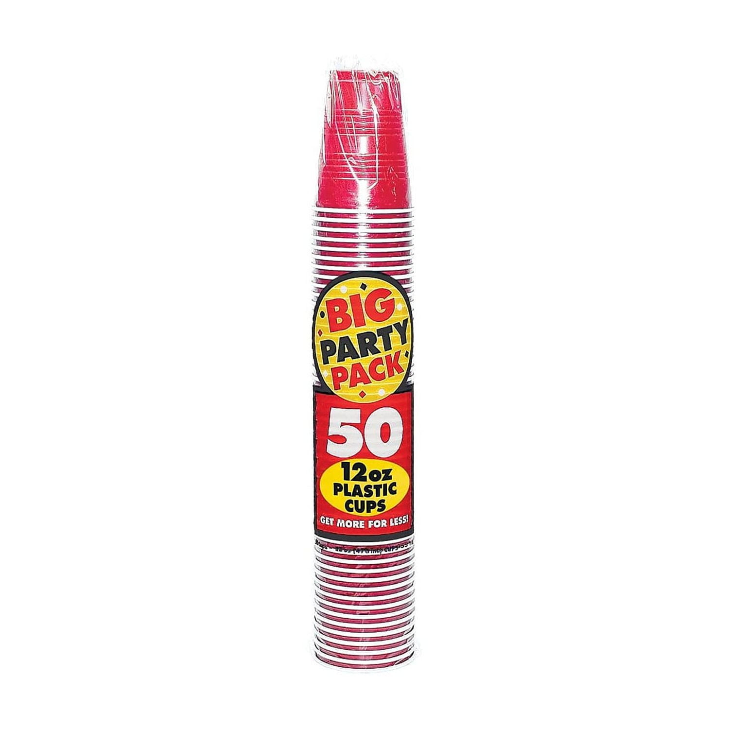 Amscan Plastic Cups, 12 Oz, Apple Red, 50 Cups Per Pack, Case Of 4 ...