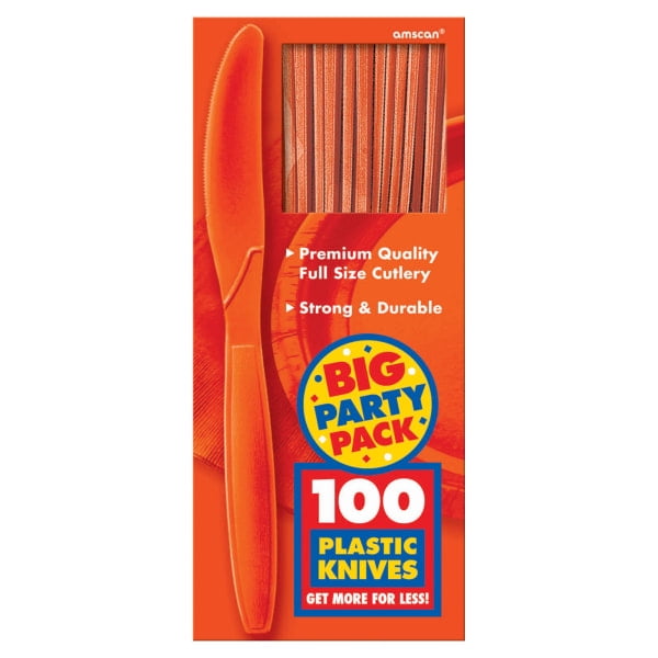 Amscan Big Party Pack Midweight Plastic Knives, 7-1/2", Orange Peel ...