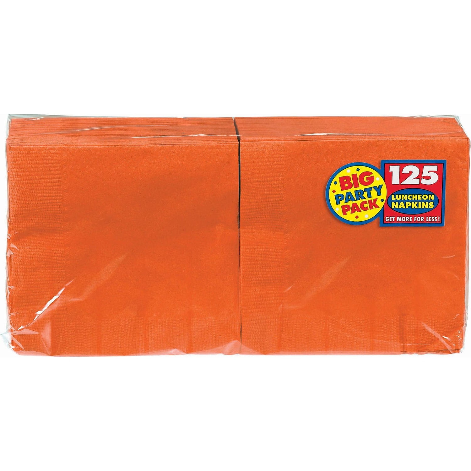 Amscan Big Party Pack Napkins 6.5" x 6.5" Orange 4/Pack 125 Per Pack ...