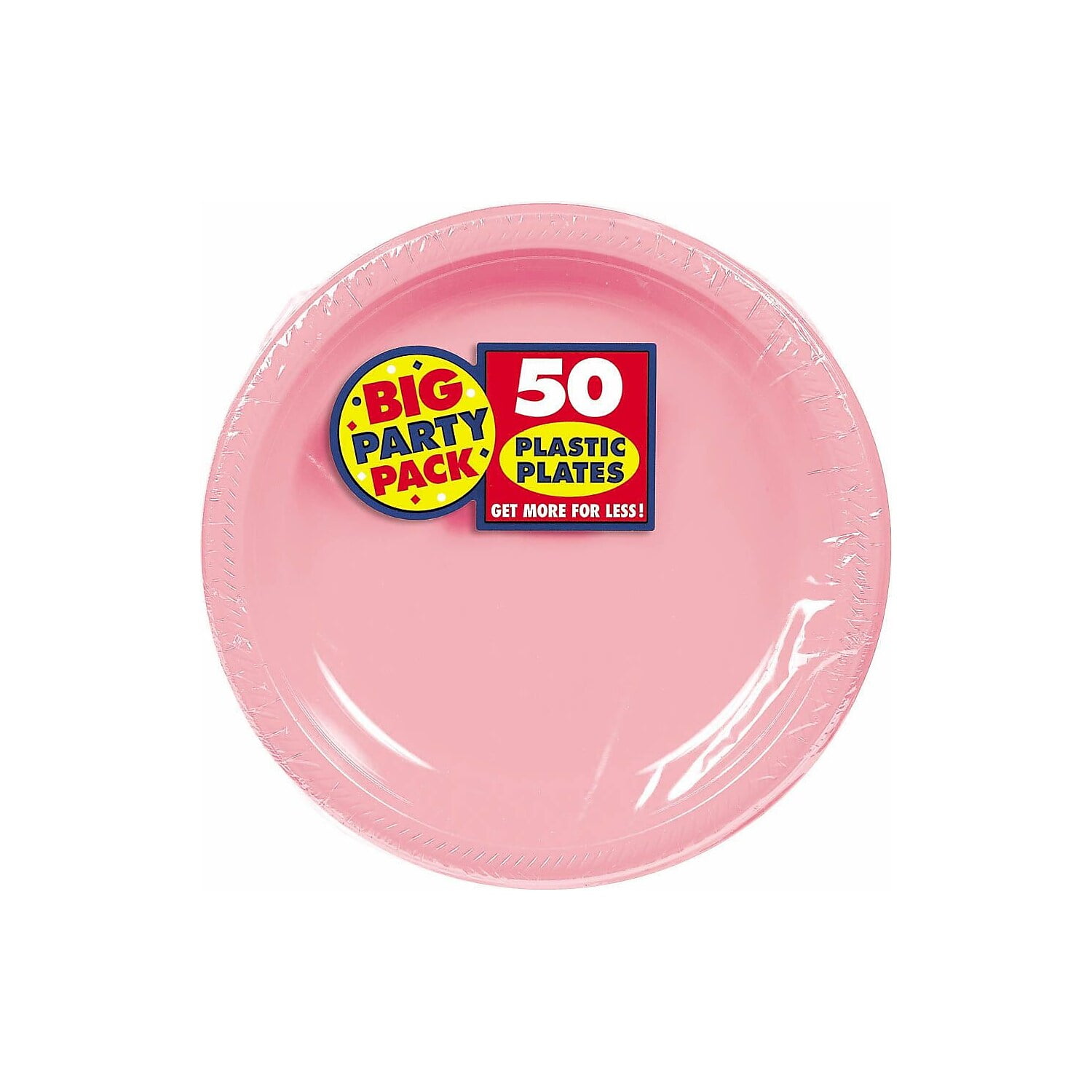 New Pink Big Party Pack 7" Plastic Plate 50 ct - Walmart.com