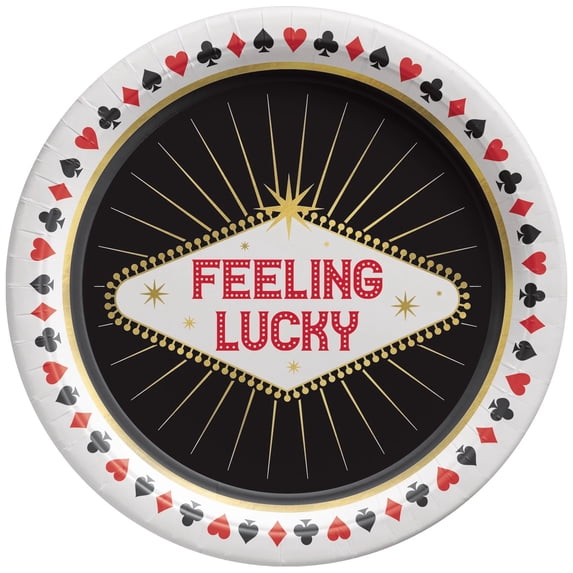 Amscan Casino 7 Inch Dessert Paper Plates 8 Ct Red White Black ...