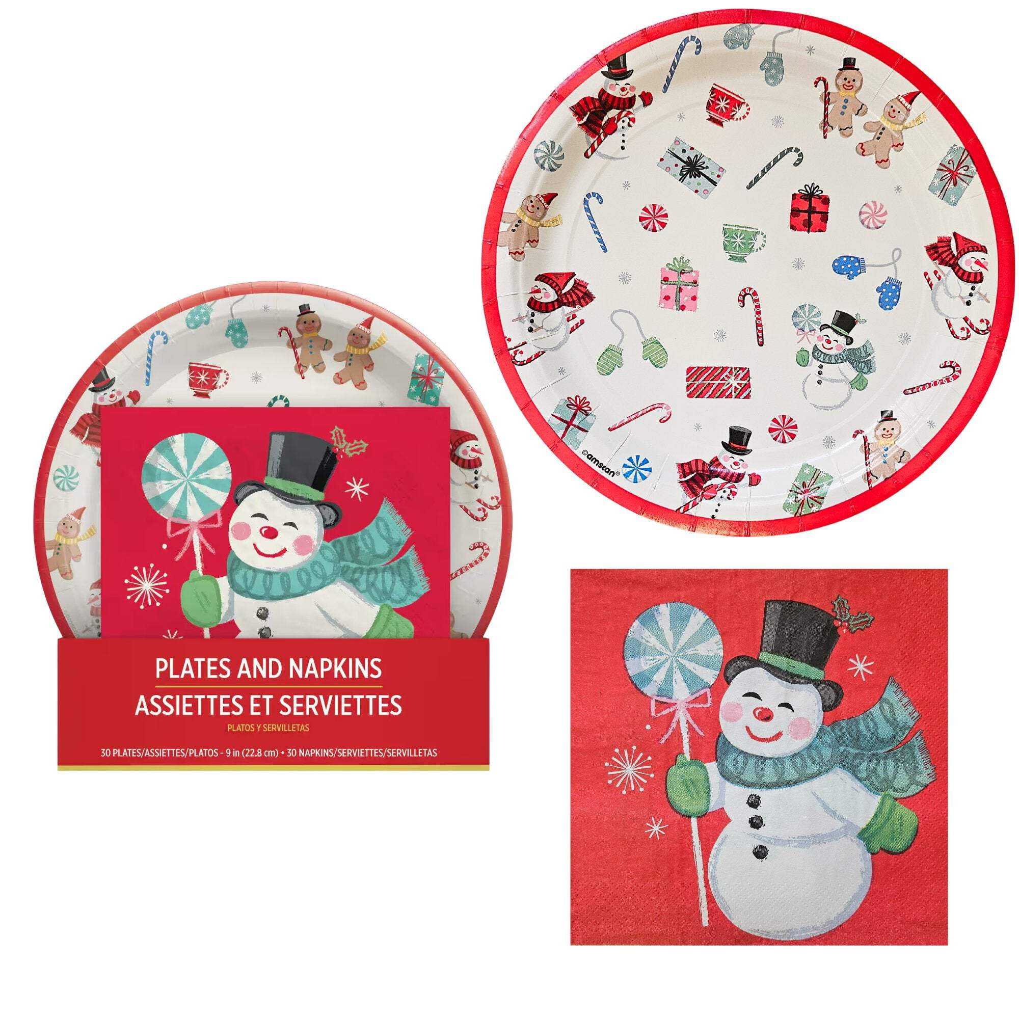 Amscan Christmas Peppermint Twist Plates And Lunch Napkins Value Pack ...