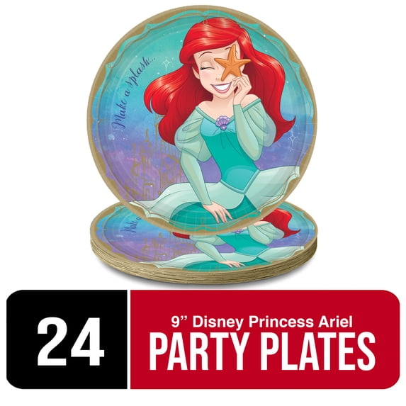 Amscan Disney Princess Ariel “Make a Splash” Paper Plates – 9" | 24 ...