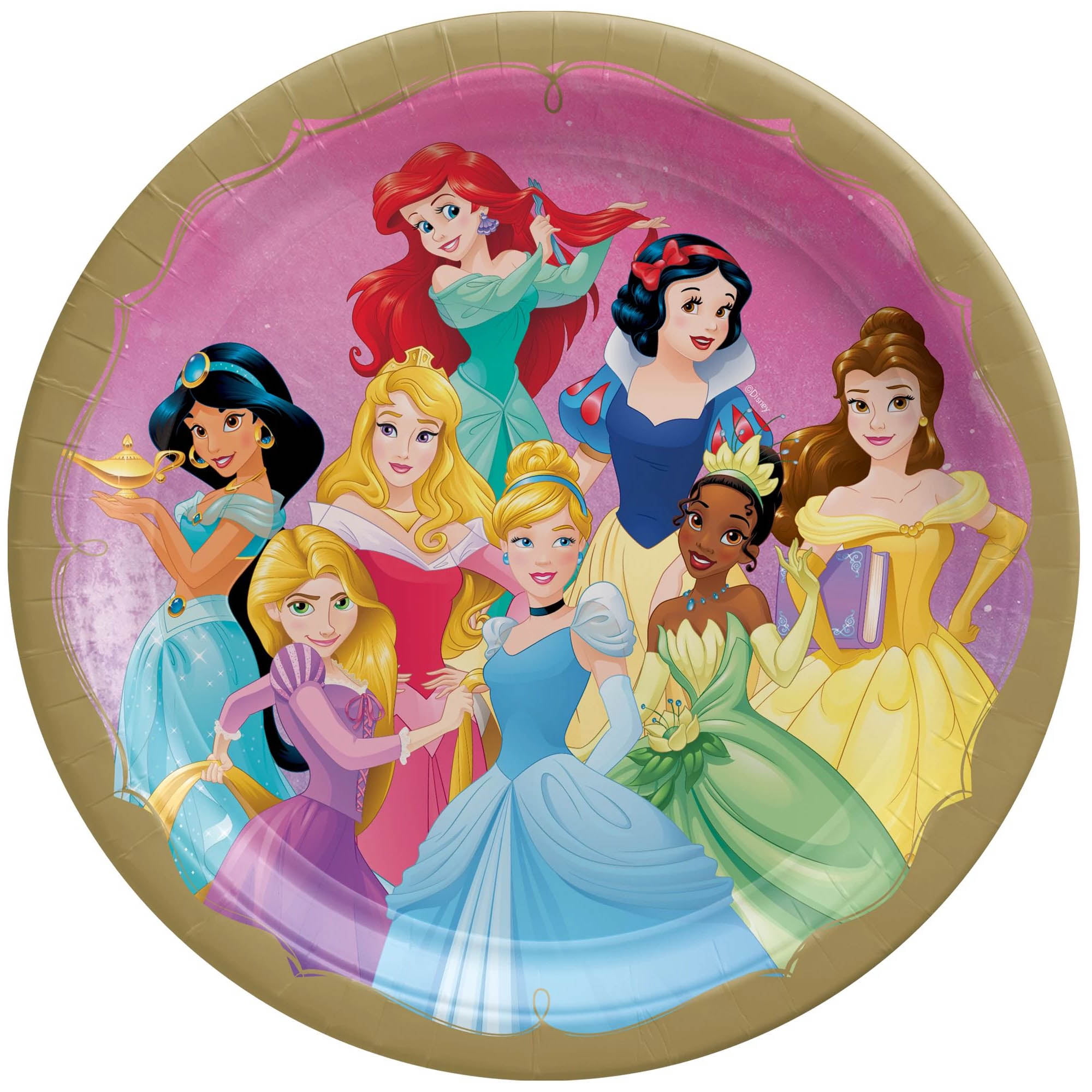 Amscan Multicolor Disney Princesses Round Paper Plates (7") Pack of 8 ...