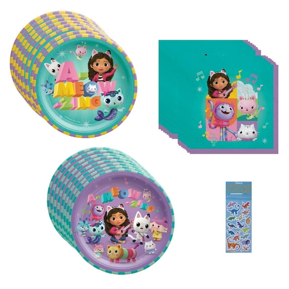 Amscan Disposable Birthday Party Supply Sets, Paper Gabbys Dollhouse ...