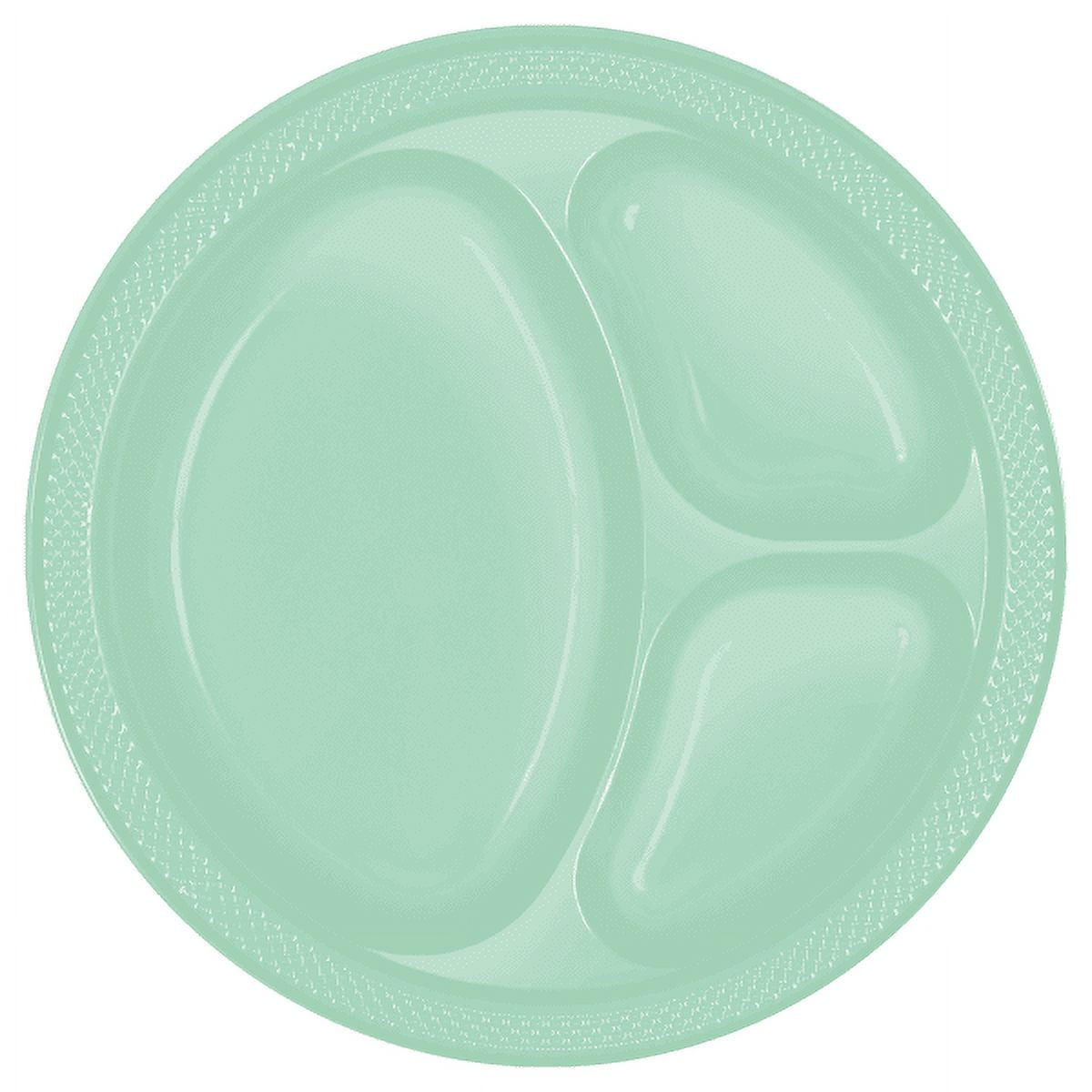 Amscan Divided Round Plates, 10-1/4", Cool Mint, Pack Of 40 Plates ...