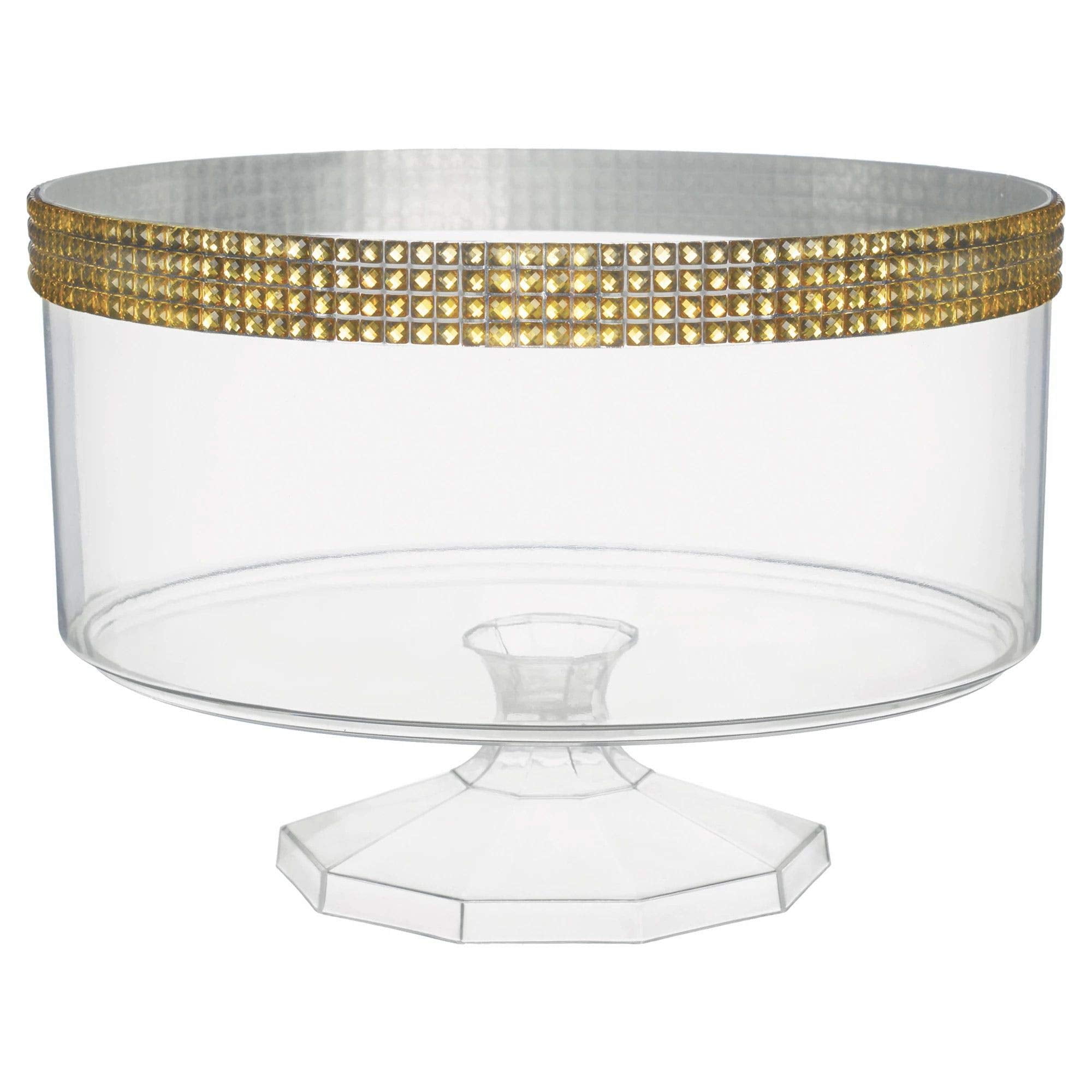 Amscan Elegant Large Clear Plastic Trifle Container with Gold Gems - 7. ...