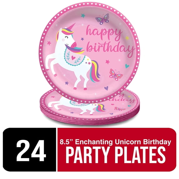 Amscan Enchanting Unicorn Birthday Paper Plates – 8.5" | 24 Count ...
