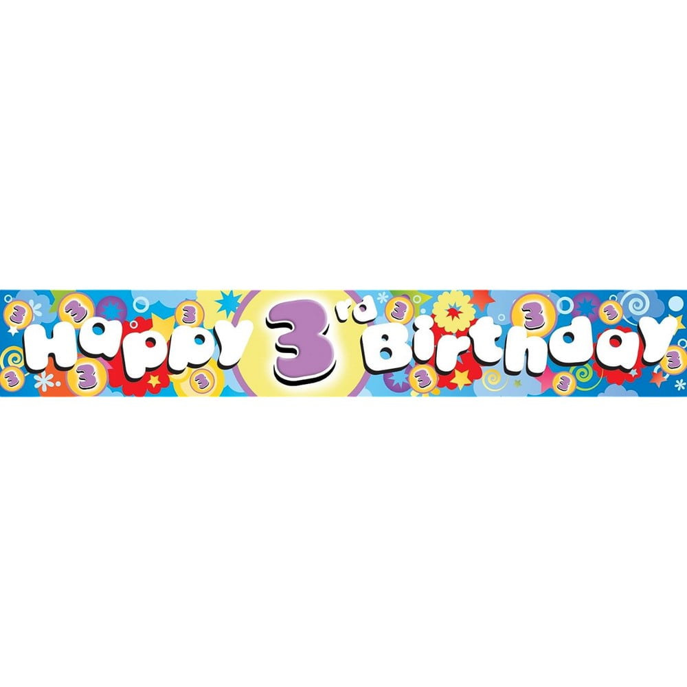 Amscan Foil Holographic 3rd Birthday Banner - Walmart.com