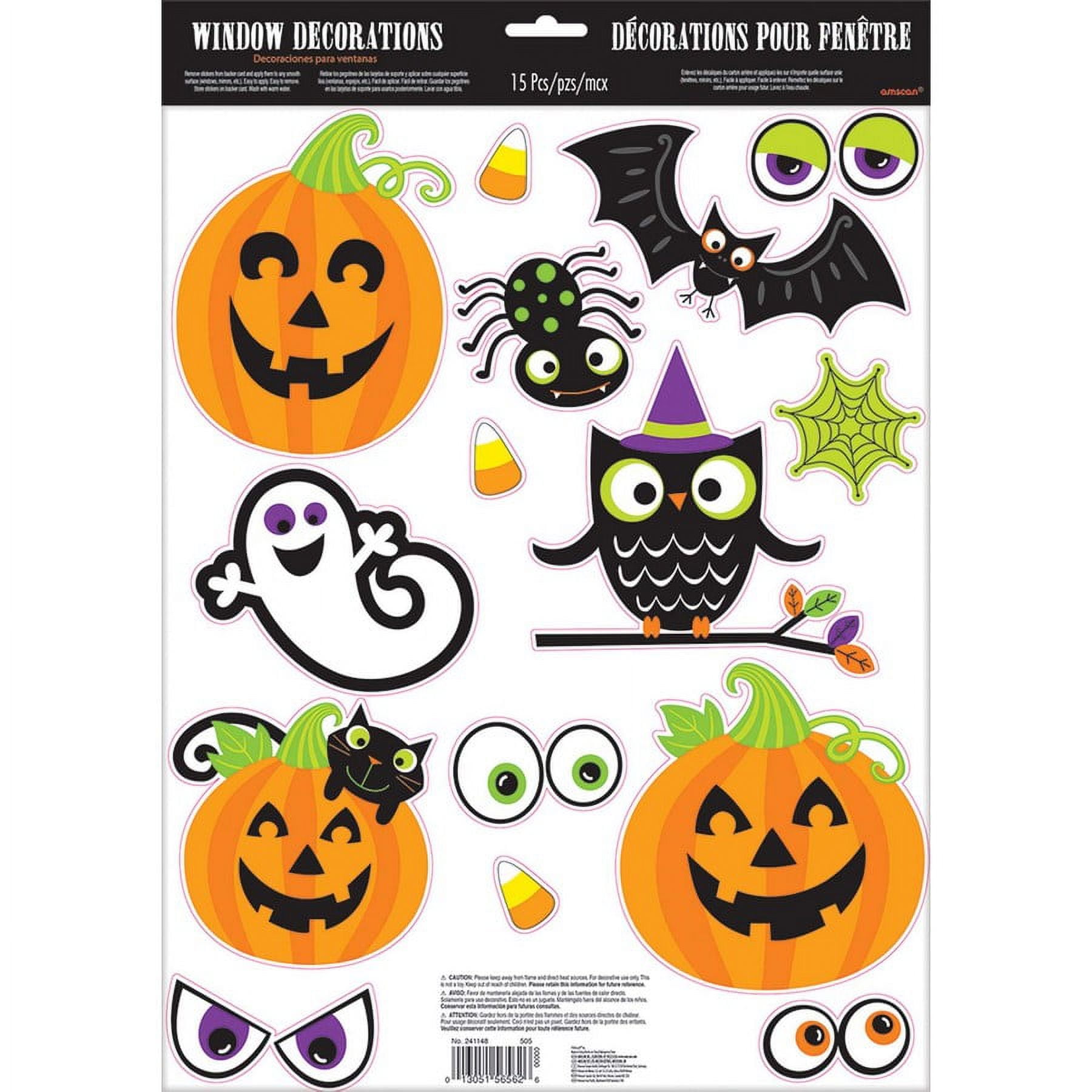 Amscan Friendly Halloween Window and Mirror Cling Decals, Indoor Use ...