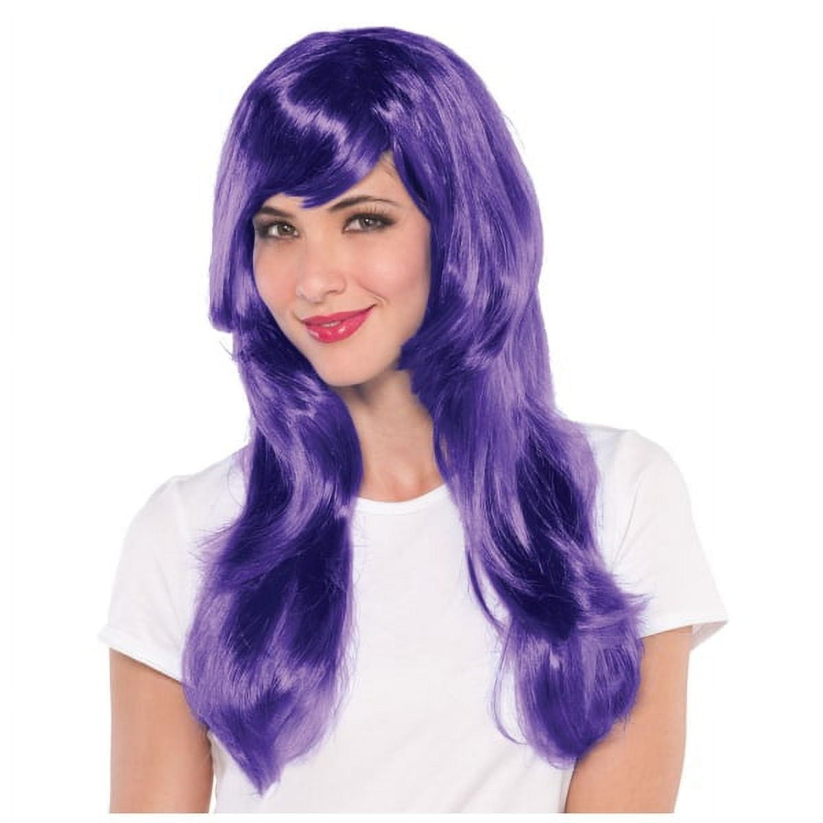 Amscan Glamorous Wig, 7-5/16" x 11", Purple - Walmart.com