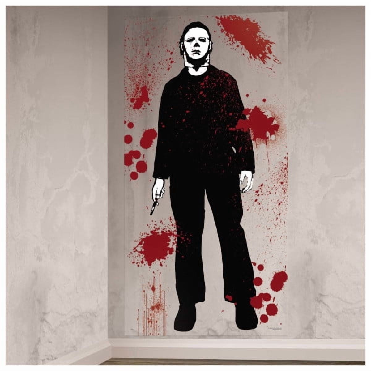 Amscan Halloween Décor Michael Myers Scene Setters, 66" x 33", Black ...