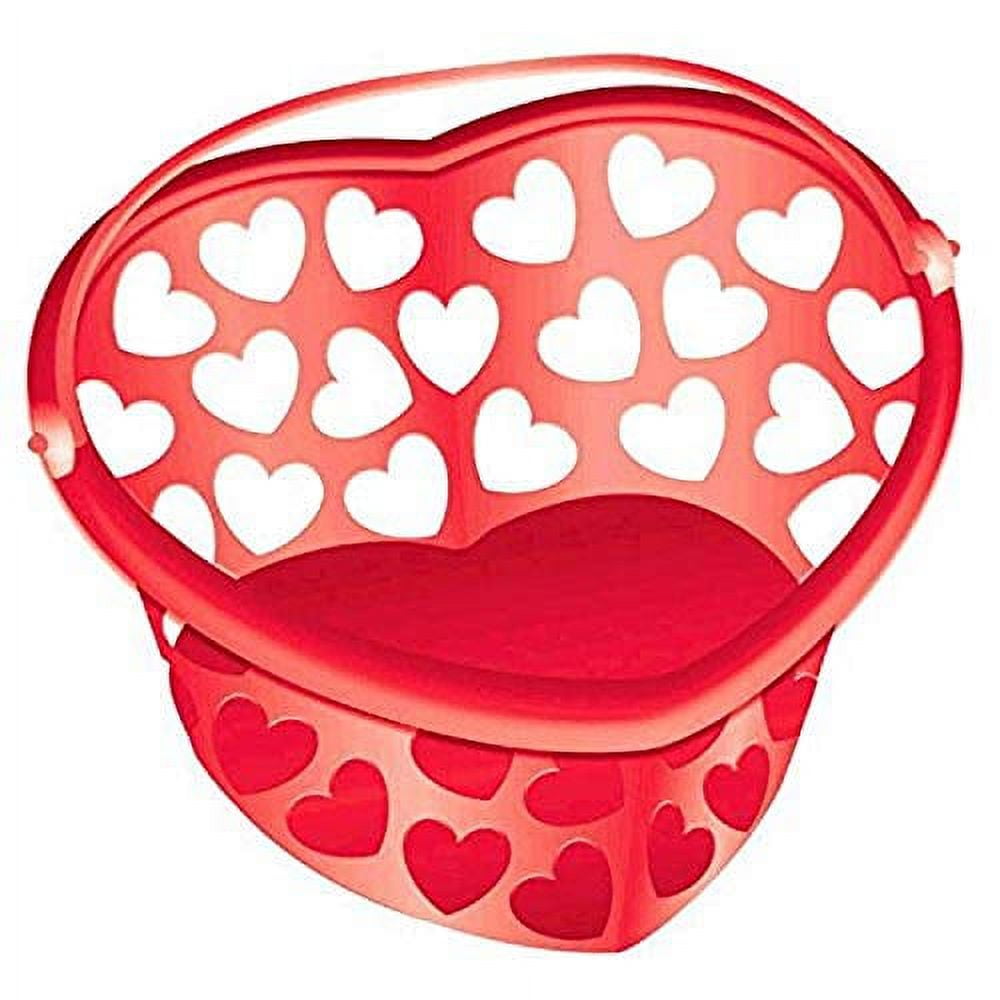 Amscan Heart Shaped Plastic Container Party Supplies-1 Pc, 7" x 7 3/4 ...