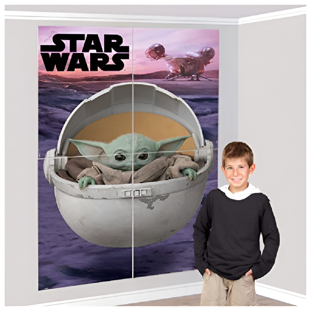 Amscan Kids Halloween Mandalorian Wall Decorations Featuring Baby Yoda ...