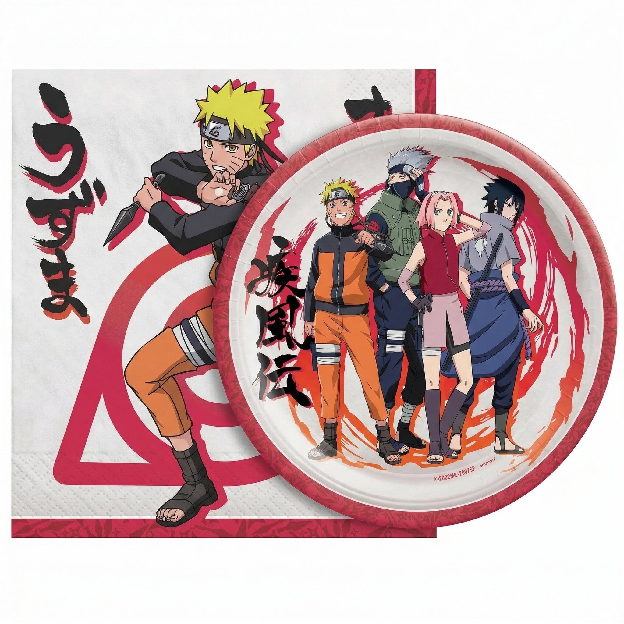 Amscan Naruto Anime Lunch Napkins & Dinner Plates Set – 16 Napkins (6.5 ...