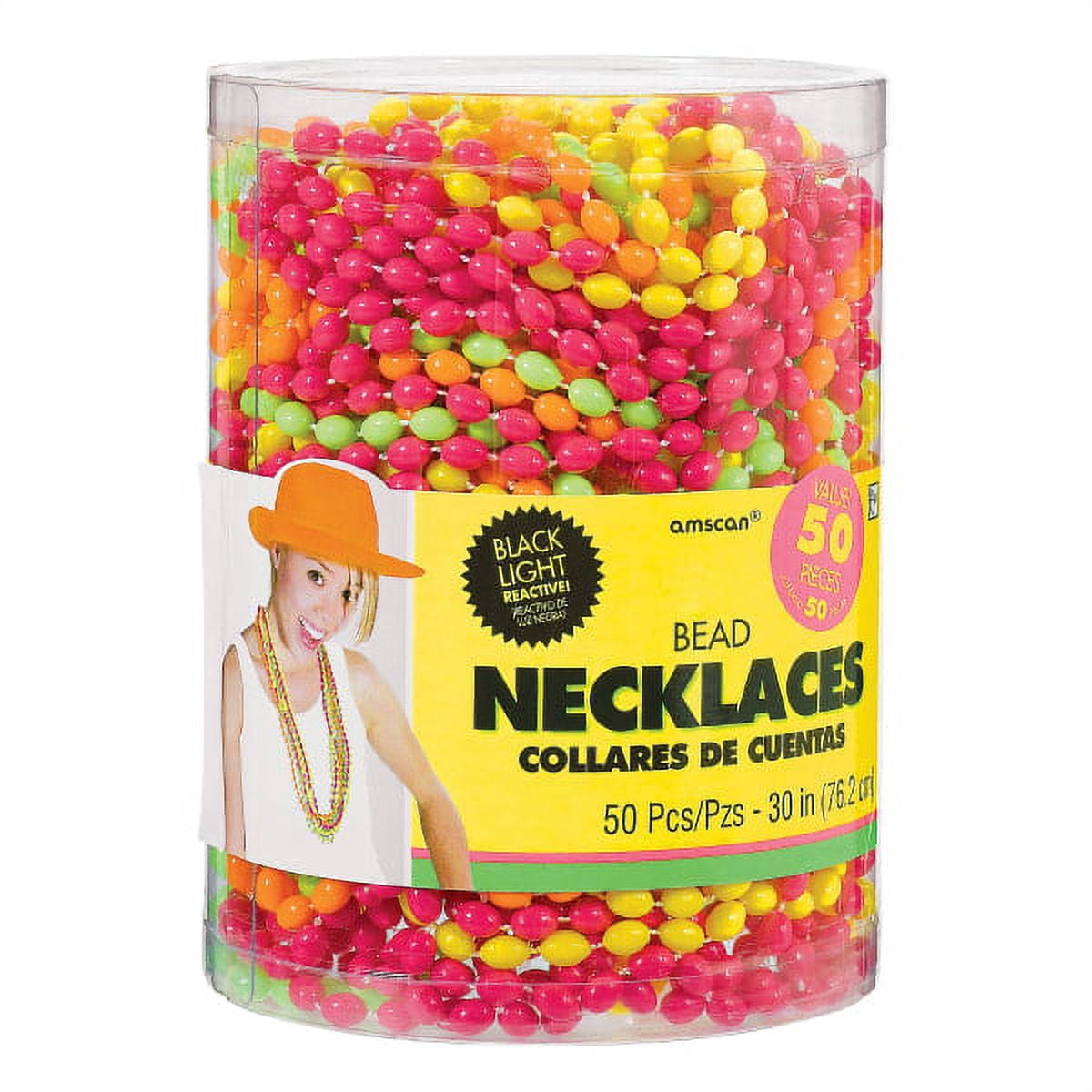 Amscan Plastic Bead Necklaces, Bulk Accessories, 30" Length, 50 Ct ...