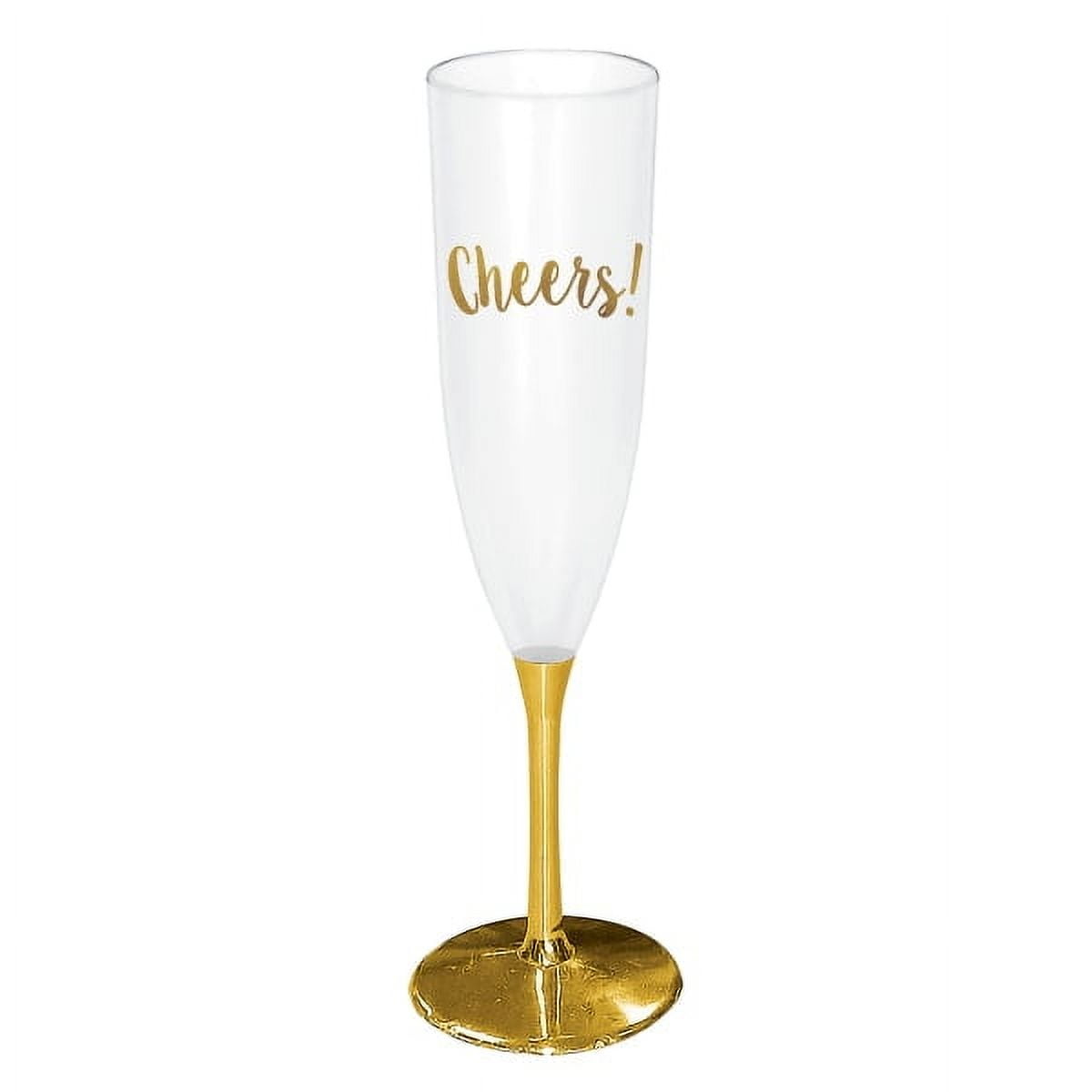 Amscan New Year's Cheers Plastic Champagne Glasses, 5 oz, Gold, 8 ...