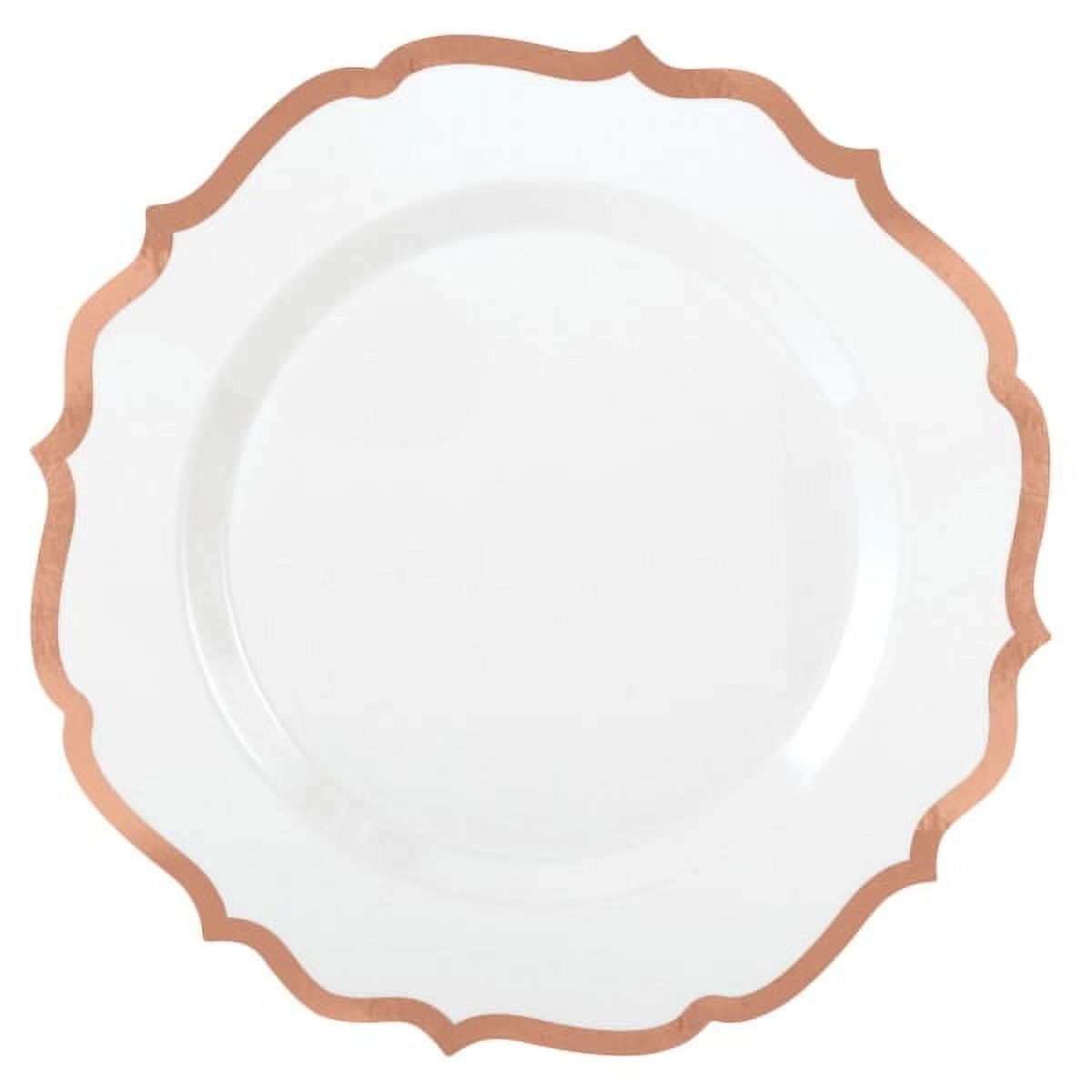 Amscan Ornate Premium Plastic Plates With Trim, 7-3/4", White/Rose Gold ...