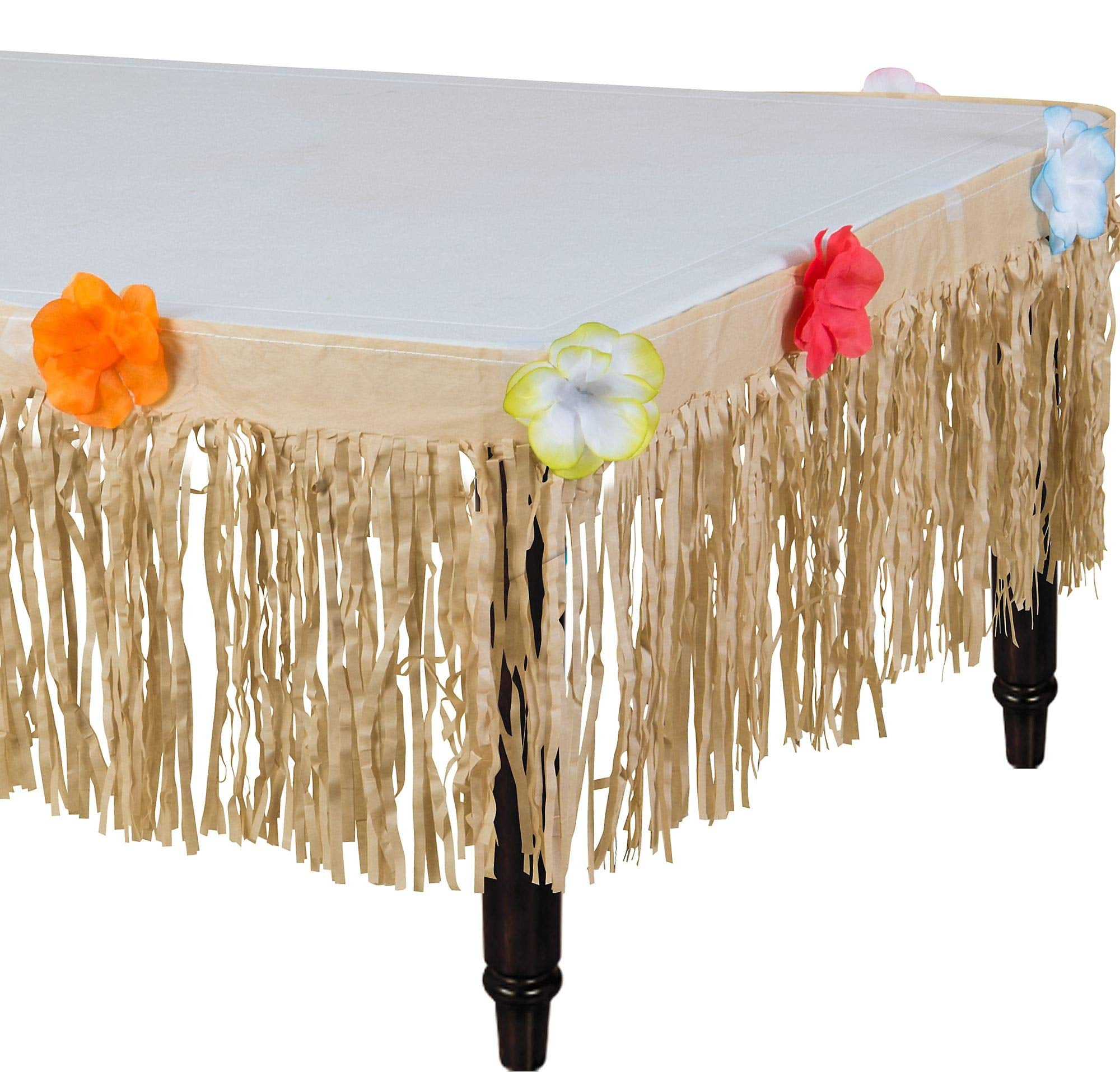 Amscan Party Tablecovers, Natural Colored Grass Mini Table Skirt, Party ...