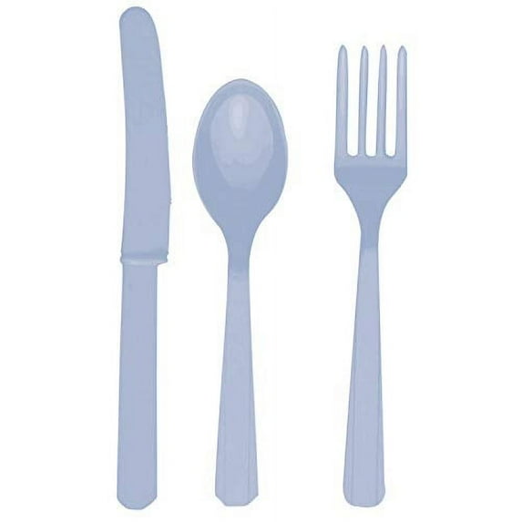 Amscan Pastel Blue Plastic Assorted Cutlery, 24 Ct. | Party Tableware ...