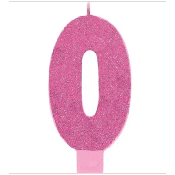 Amscan Pink Glitter Birthday Candle Number 0 - Walmart.com