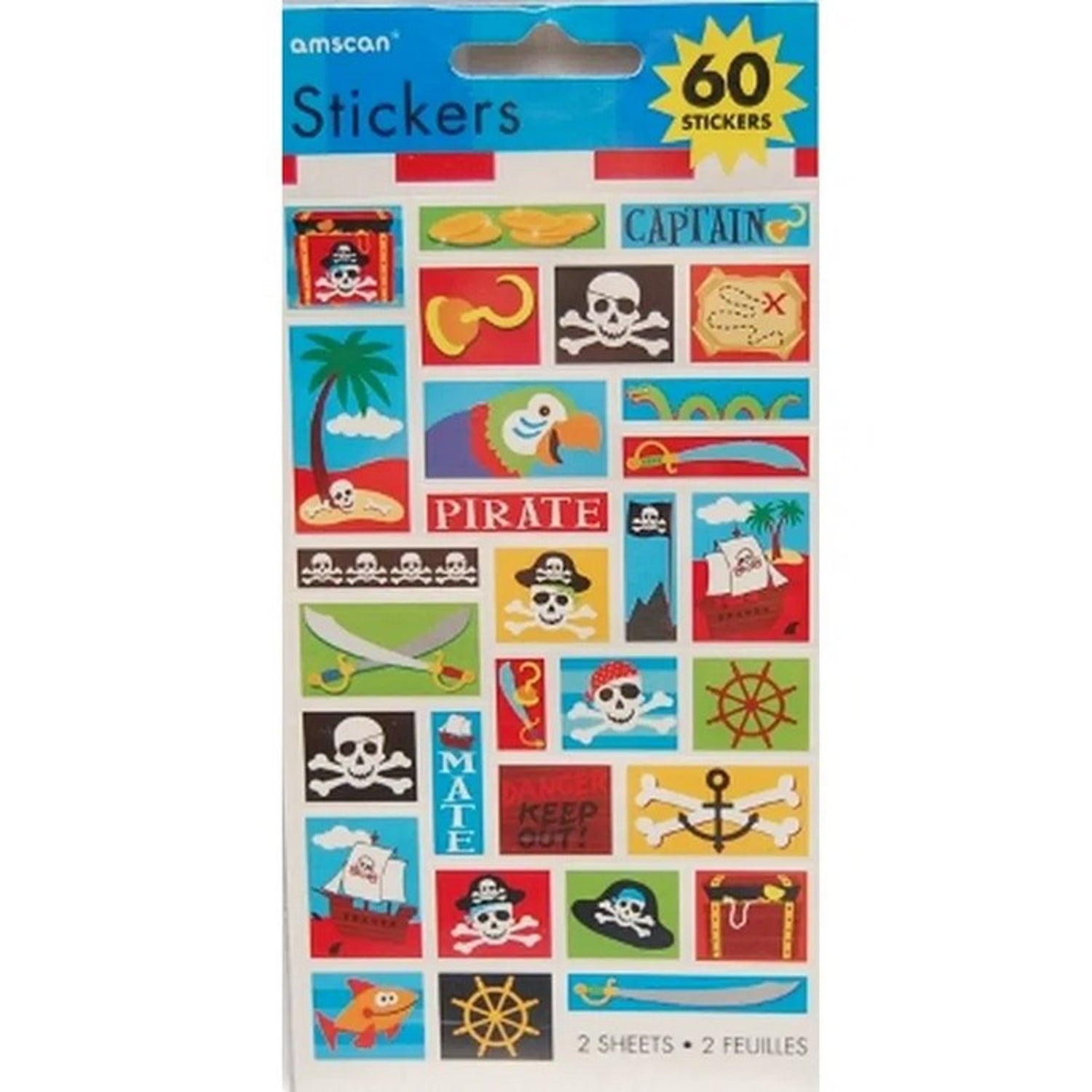 Amscan Pirate Treasure Stickers (Pack of 60) - Walmart Business Supplies