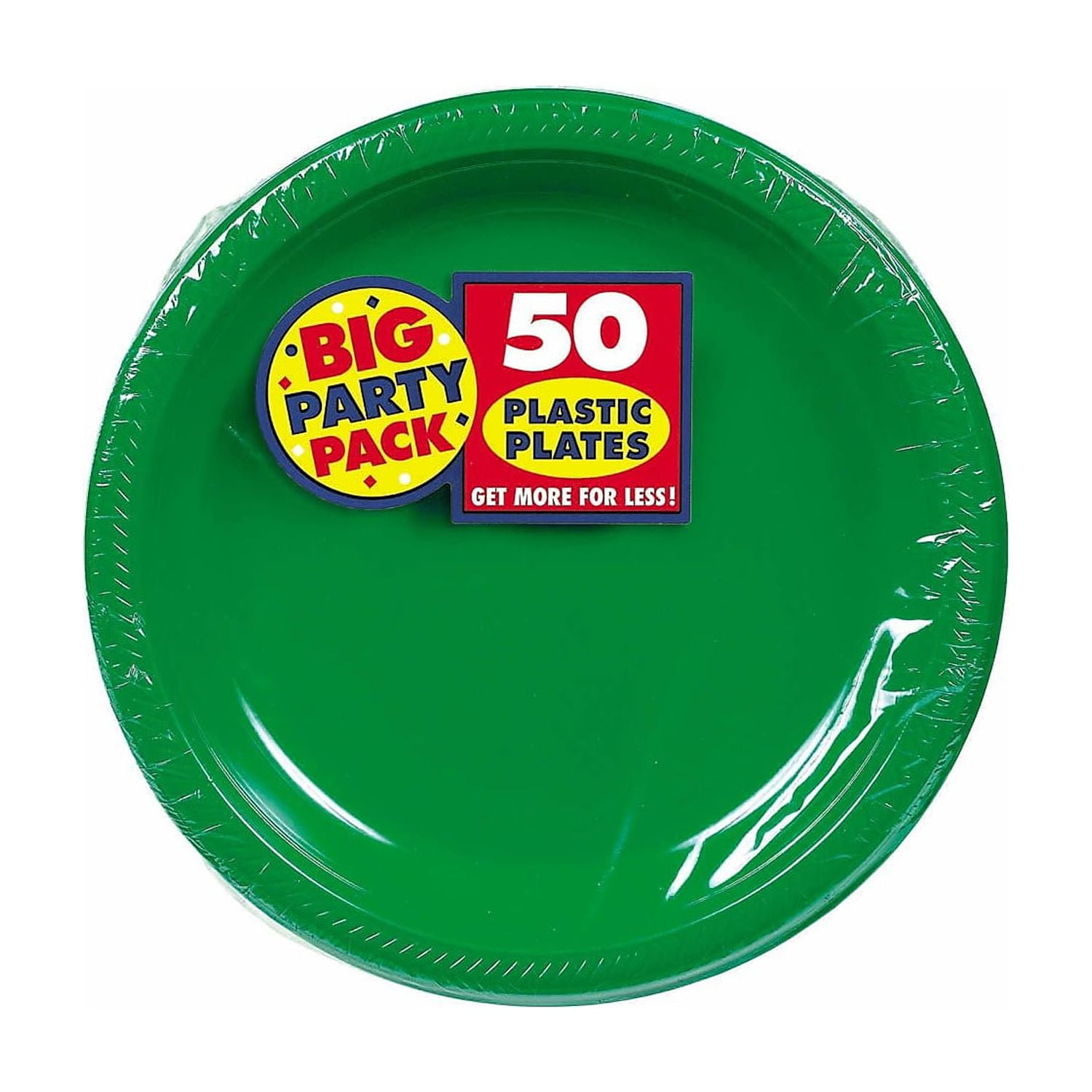 Amscan Plastic Dessert Plates, 7", Festive Green, 50 Plates Per Big ...