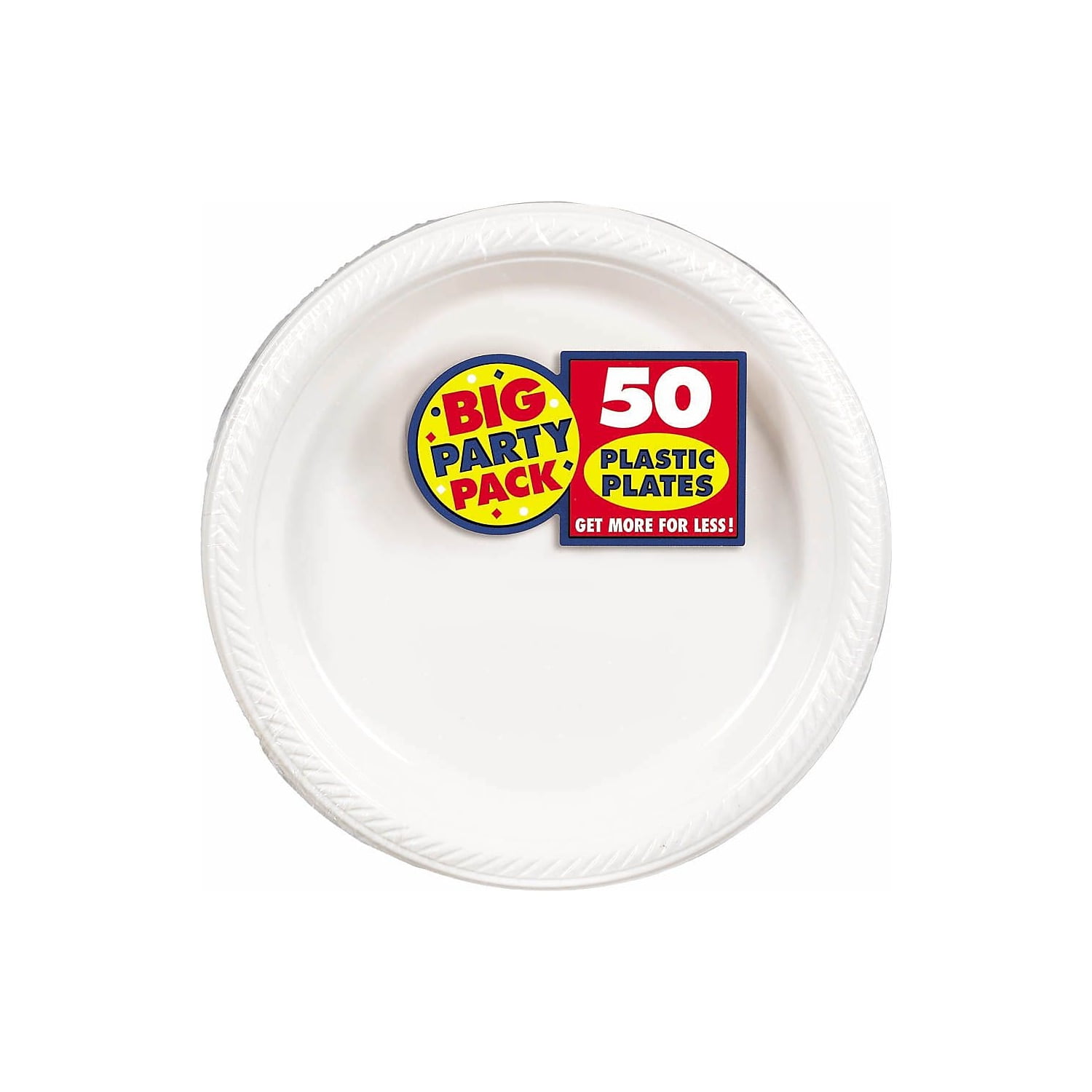 Amscan Plastic Dessert Plates, 7", Frosty White, 50 Plates Per Big ...