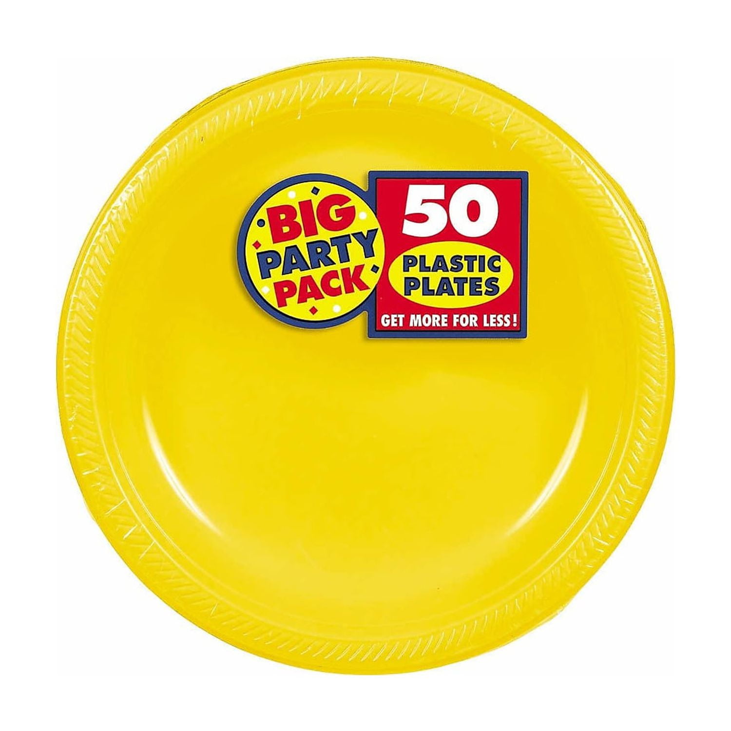 Amscan Plastic Dessert Plates, 7", Sunshine Yellow, 50 Plates Per Big ...