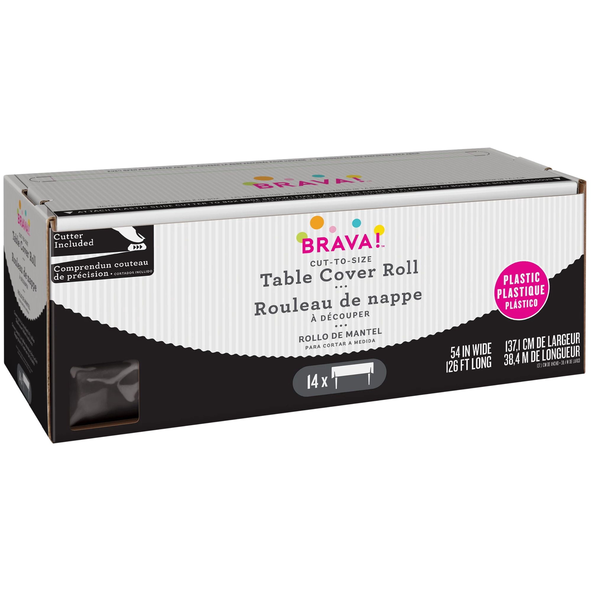 Amscan Plastic Table Cover Roll with Slide Cutter, Black, 54 in x 126 ...