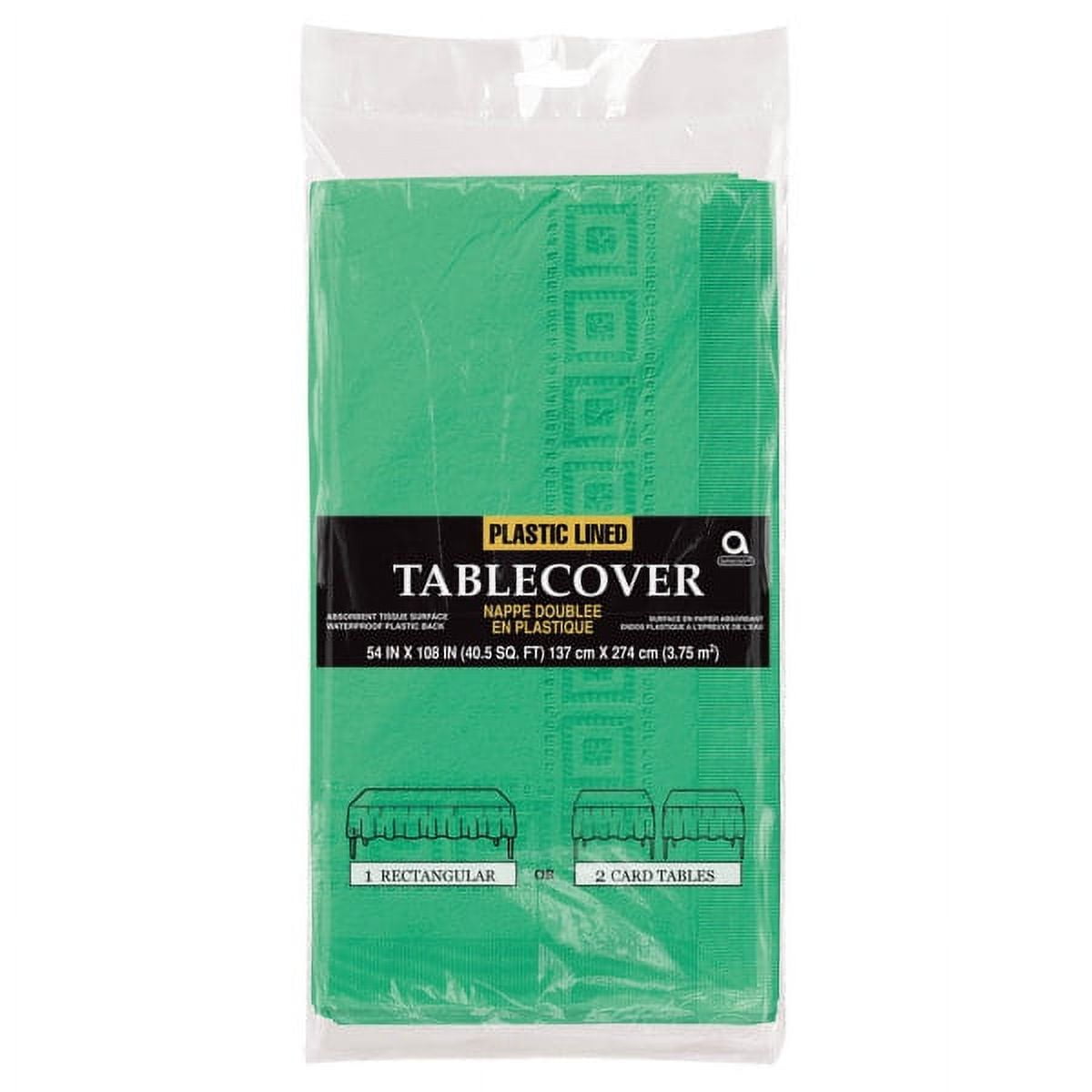 Amscan Plastic Table Covers, 108" x 54", Festive Green, Pack Of 4 Table ...