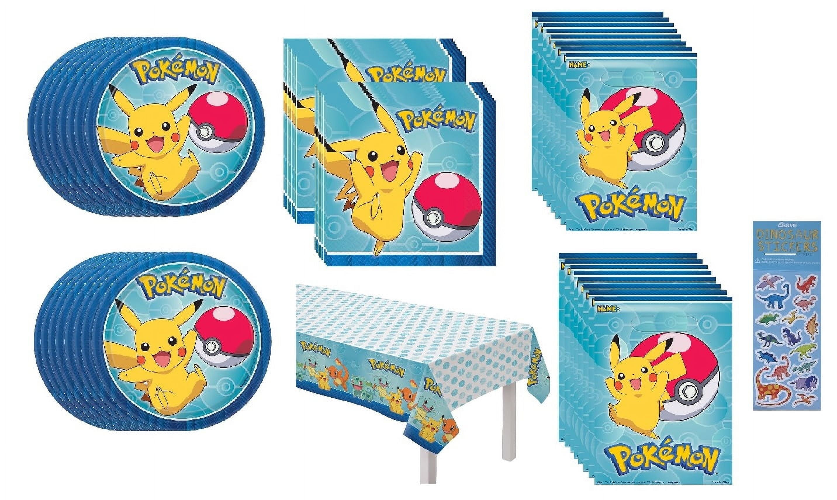 Pokemon Birthday Party Set: 16 Paper Plates, Napkins, Plastic Loot Bags ...