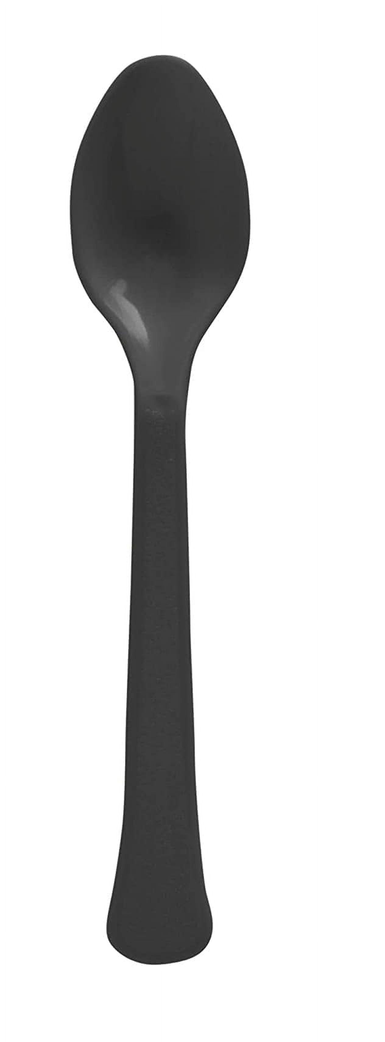 Amscan Premium Heavy Weight Disposable-Spoons, Full Size, Jet Black ...