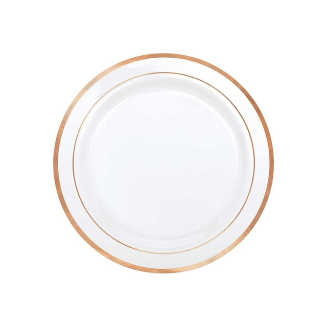 Amscan Premium Party Plate White with Rose Gold Trim (430547) - Walmart.com
