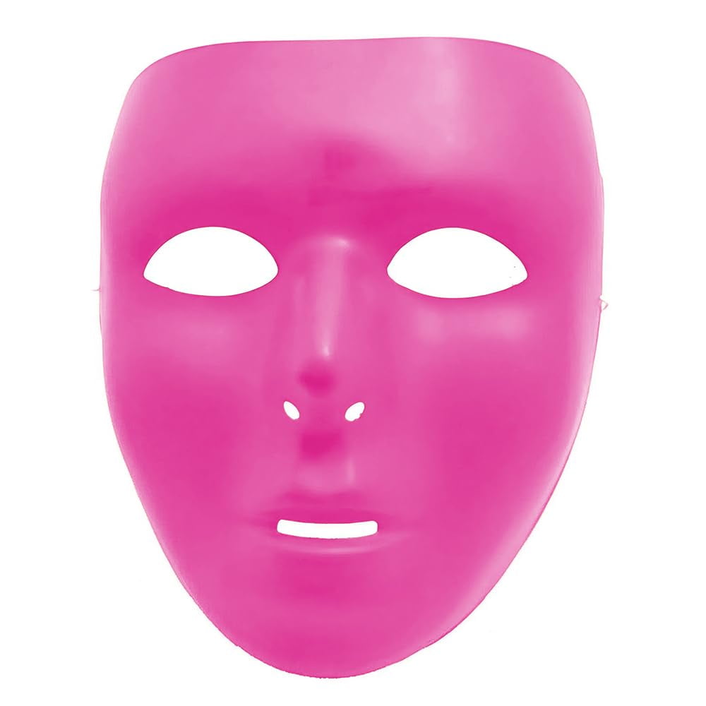 Amscan Solid Color Plastic Full Face Mask, 6 1/4" x 7 3/4", Pink ...