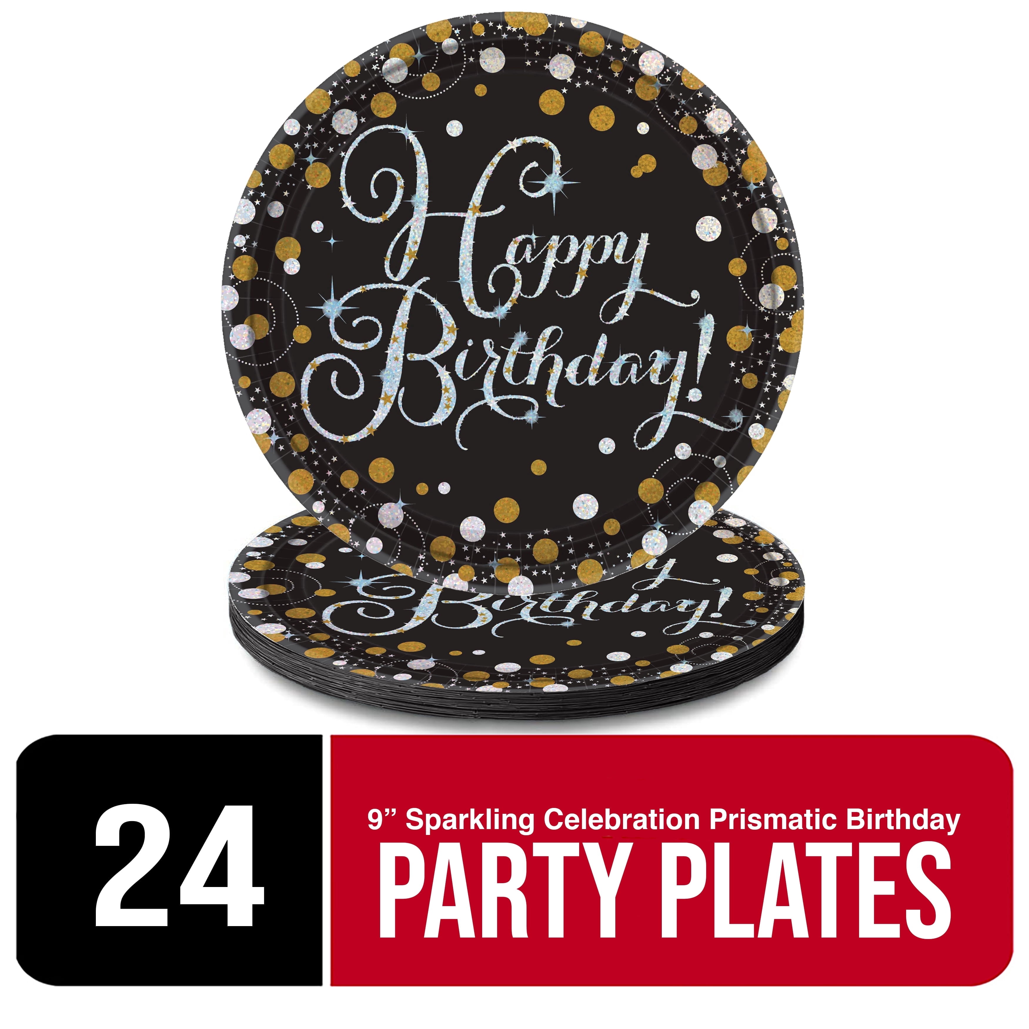 Amscan Sparkling Celebration Prismatic Birthday Paper Plates – 9" | 24 ...