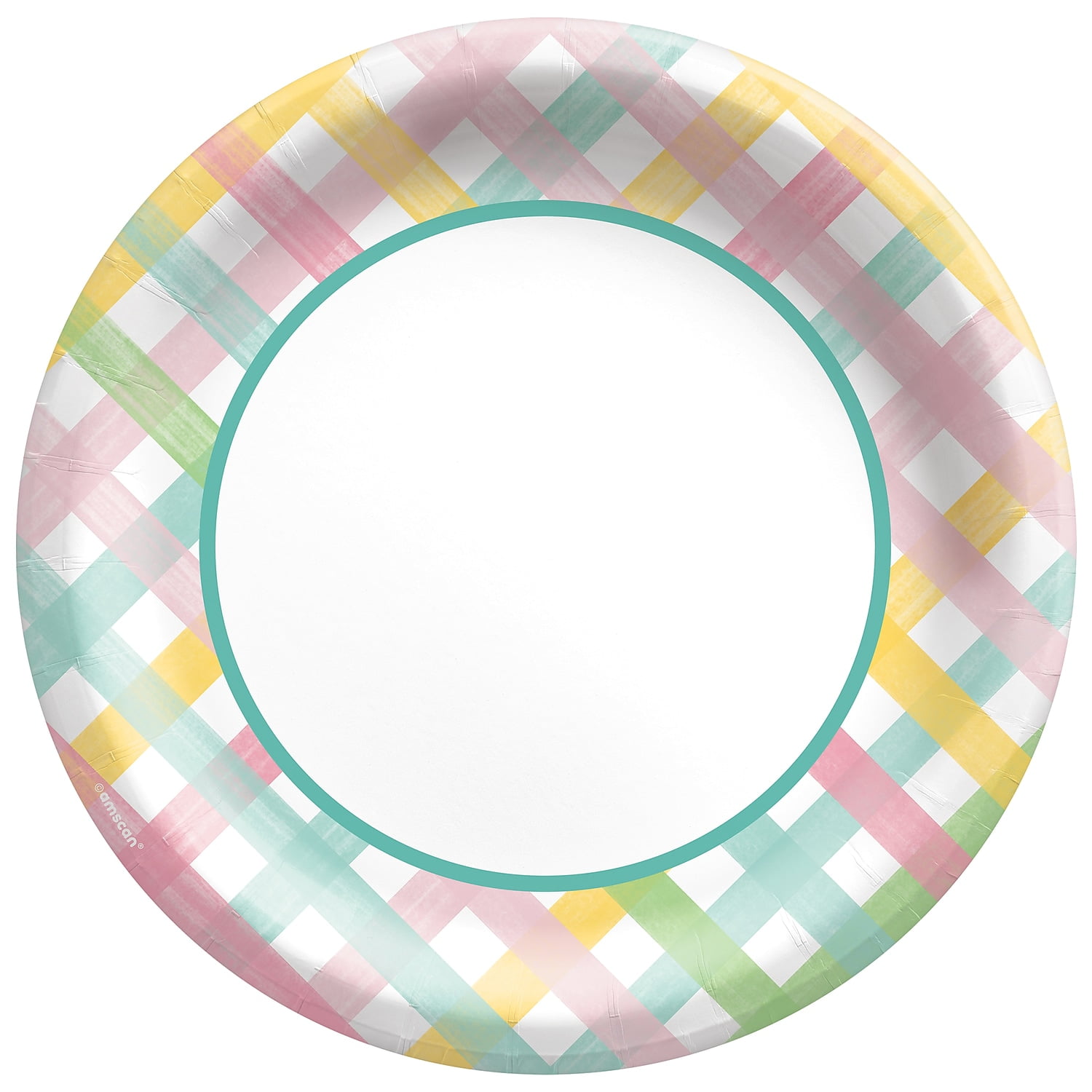 Amscan Spring Fun Gingham 10 in. Round Paper Plates (723129) - Walmart.com