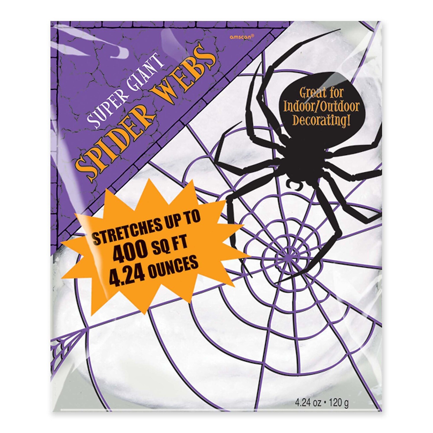 Amscan Stretch Spider Web 4.24 oz. White 2/Pack (240082) - Walmart.com