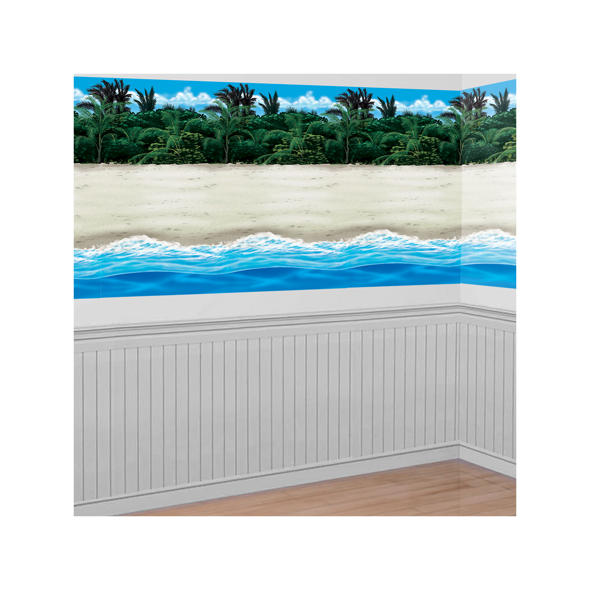 Amscan Summer Luau Beach Scene Setter Room Roll, 48" x 480", Multicolor ...