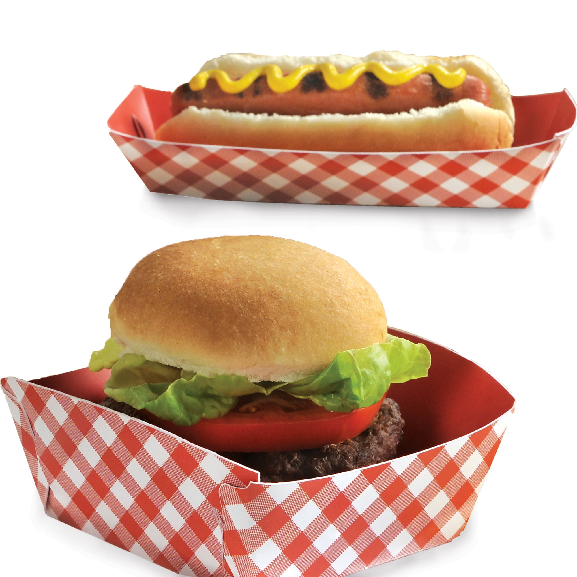 Amscan Summer Picnic Paper Food Trays, Gingham Red, Pack Of 50 Trays ...